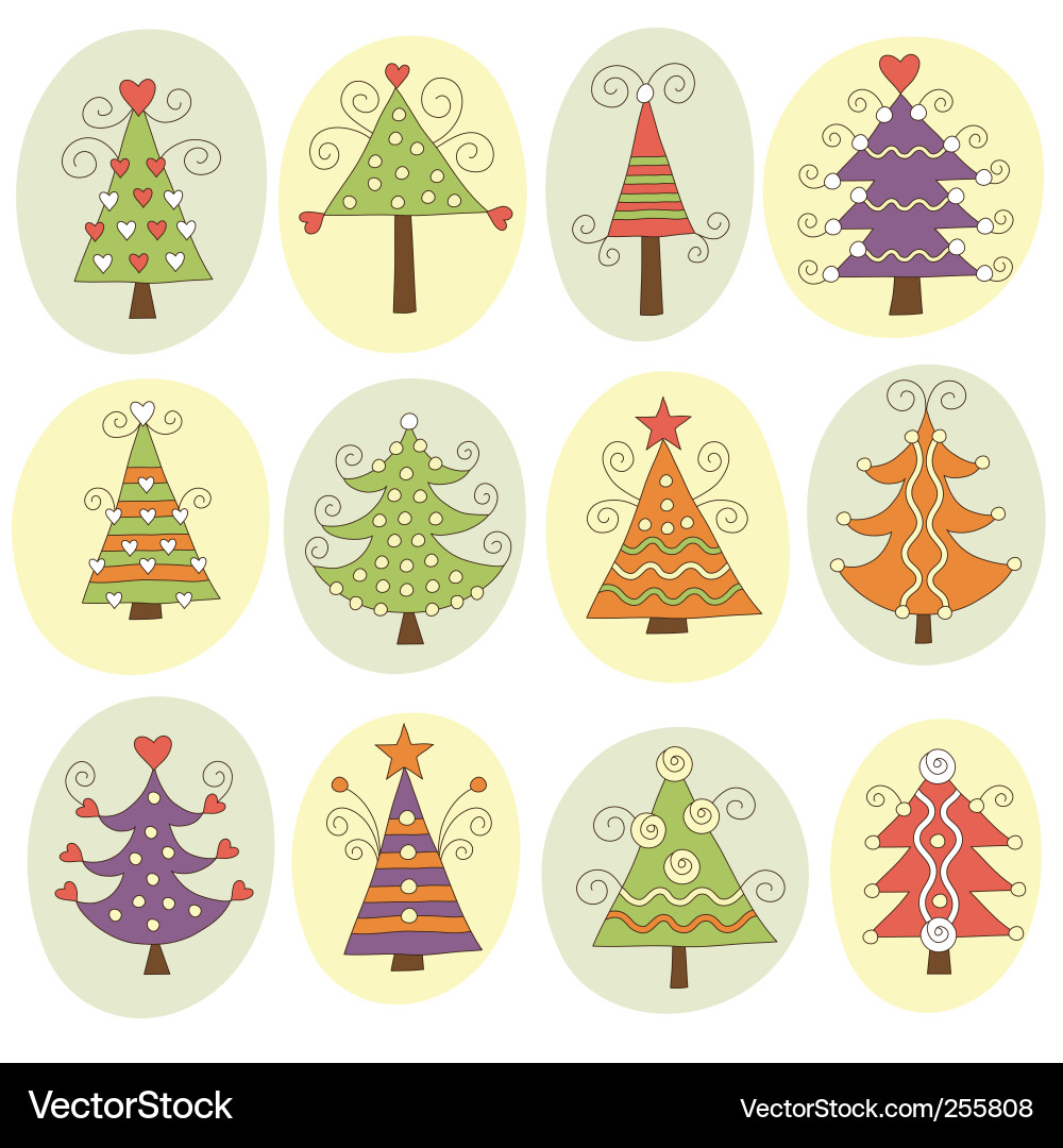 Cute christmas trees Royalty Free Vector Image