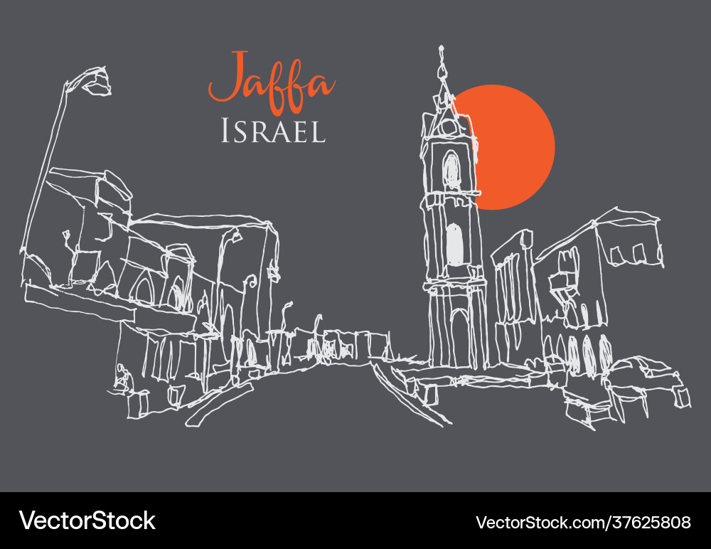 Drawing sketch jaffa israel Royalty Free Vector Image