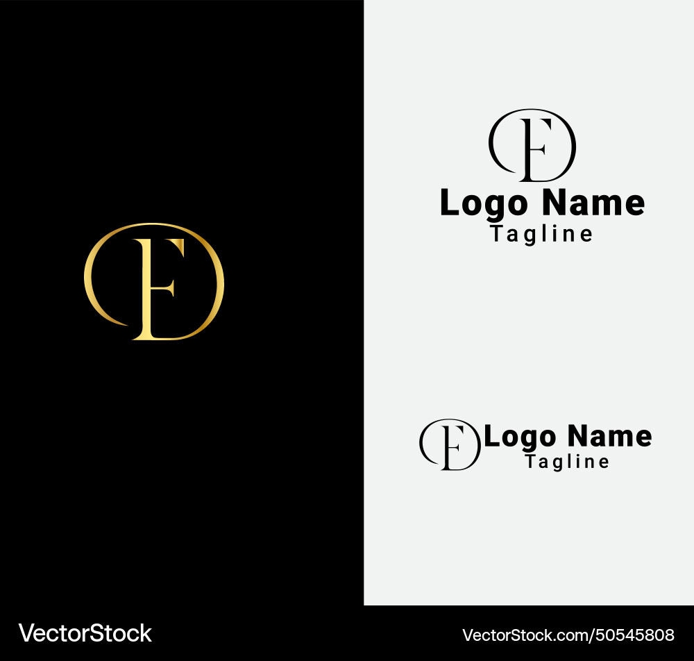Fd letter logo design with gold color Royalty Free Vector