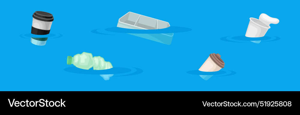 Floating debris in water and disposable package Vector Image