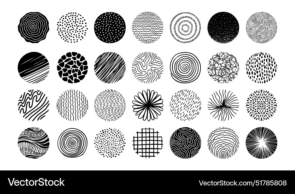 Hand drawn circles doodle texture round trendy Vector Image