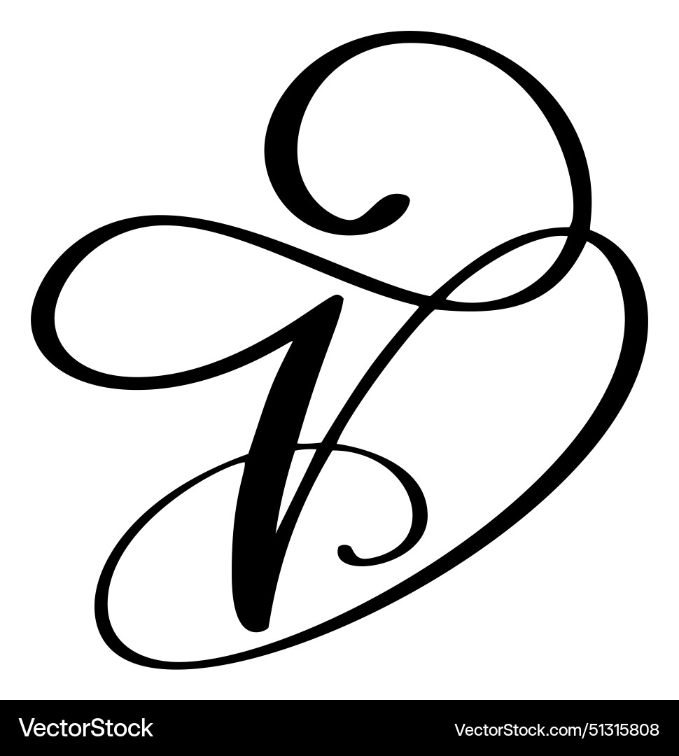 Kalligraphie Hand gezeichnet Buchstaben d Skript Vektorbild