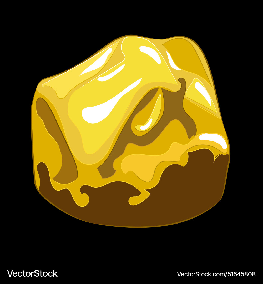 Large natural gold nugget om black background Vector Image