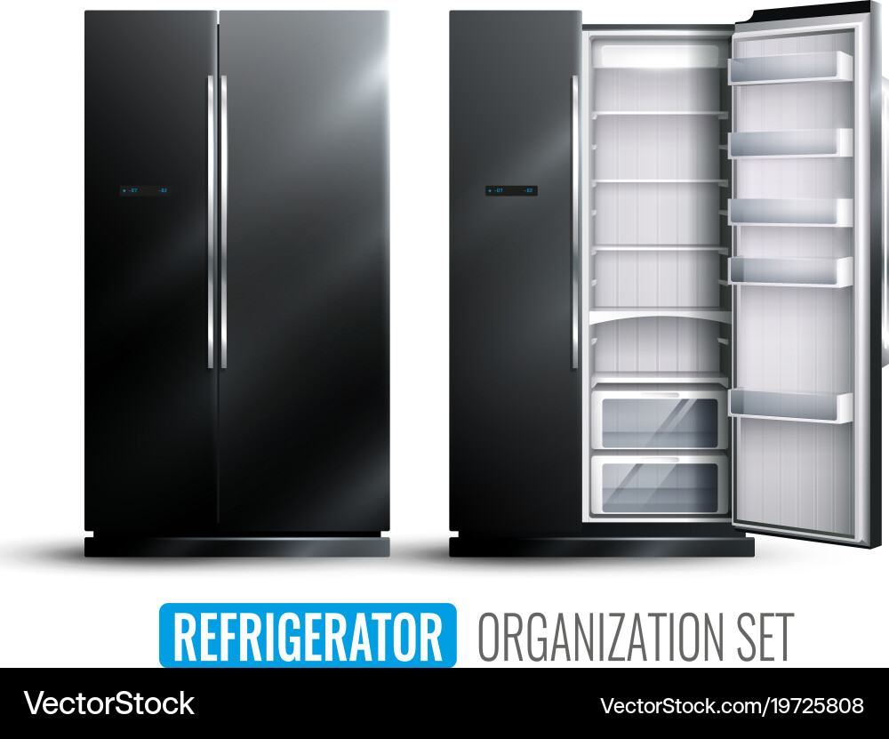 Refrigerator organization monochrome set Vector Image