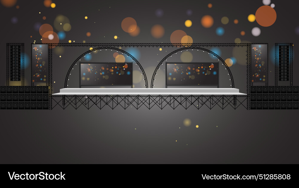 White stage and speaker with spotlight on the trus