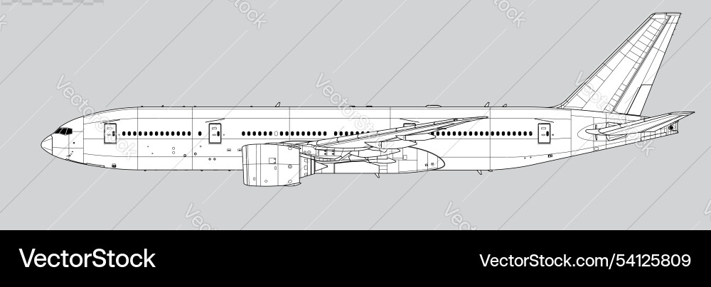 Boeing 777 Wide-Body Jet Royalty Free Vector Image