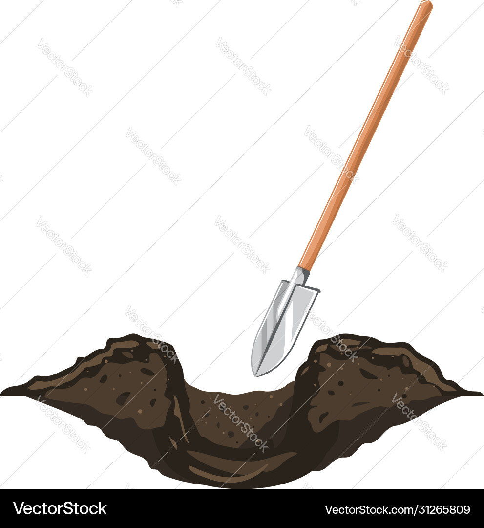 Digging hole in ground with shovel isolated Vector Image
