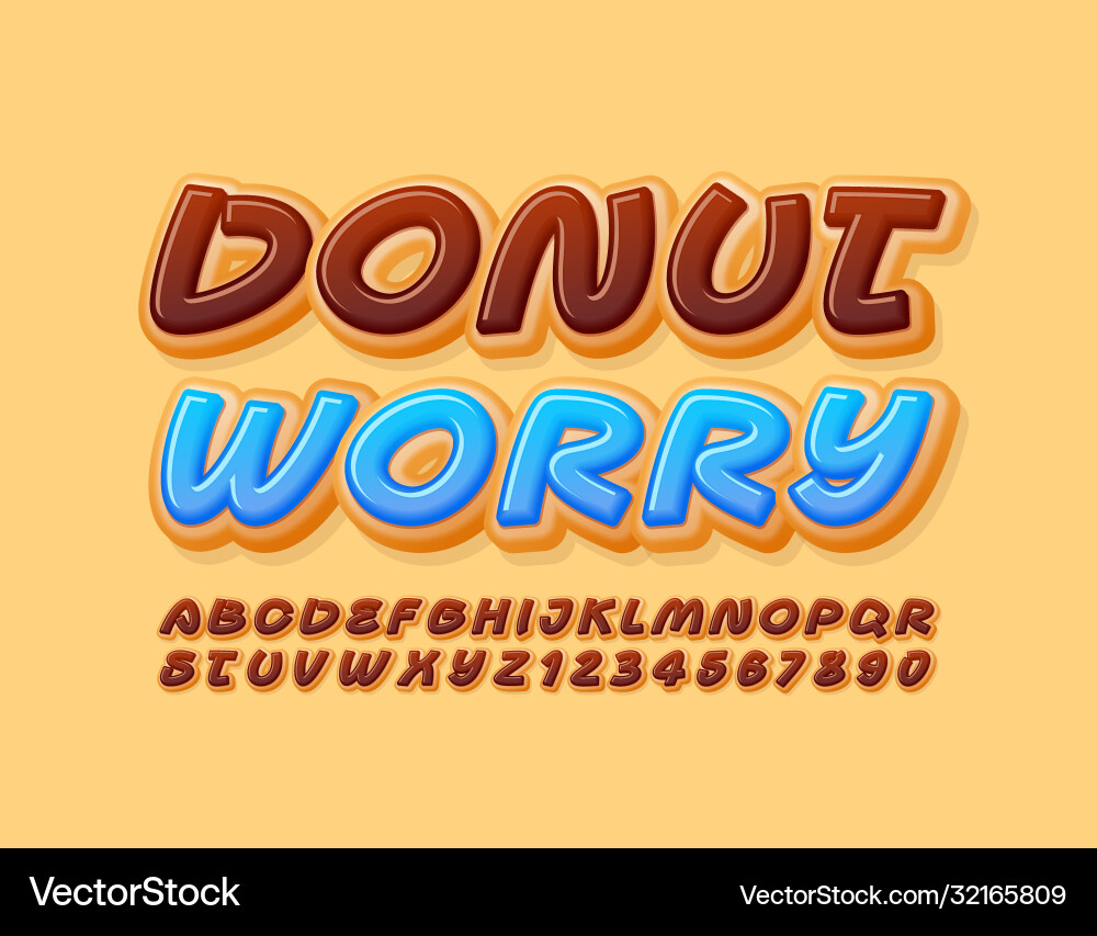 Donut Worry Tasty Font - Greeting Card Royalty Free Vector