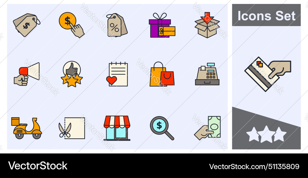 E-commerce online shopping icon set symbol Vector Image