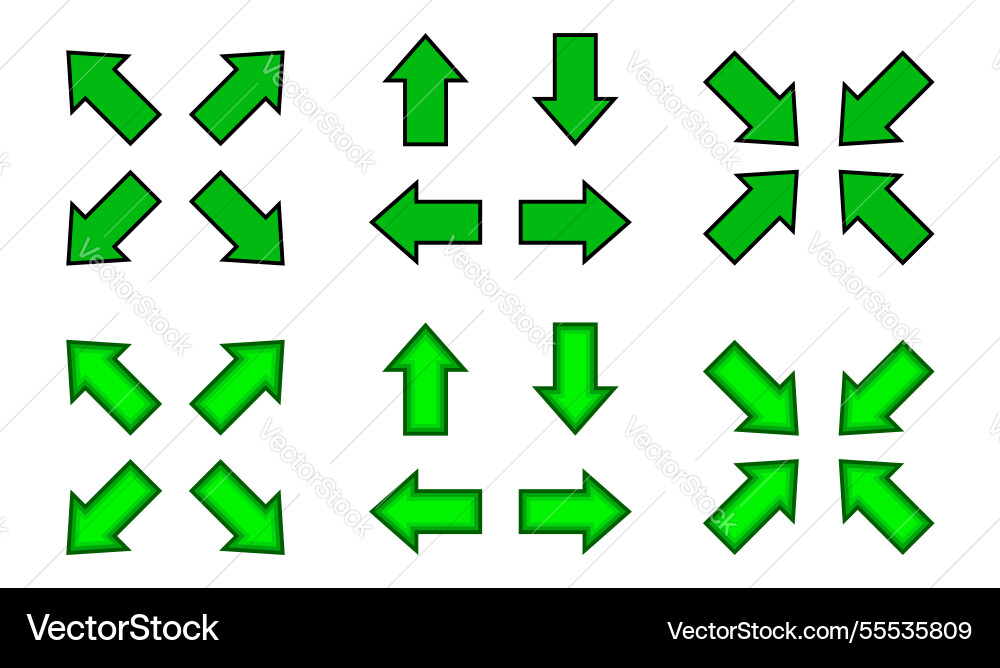 Grüner Pfeil und Diagonalschild für Karte Vektorbild
