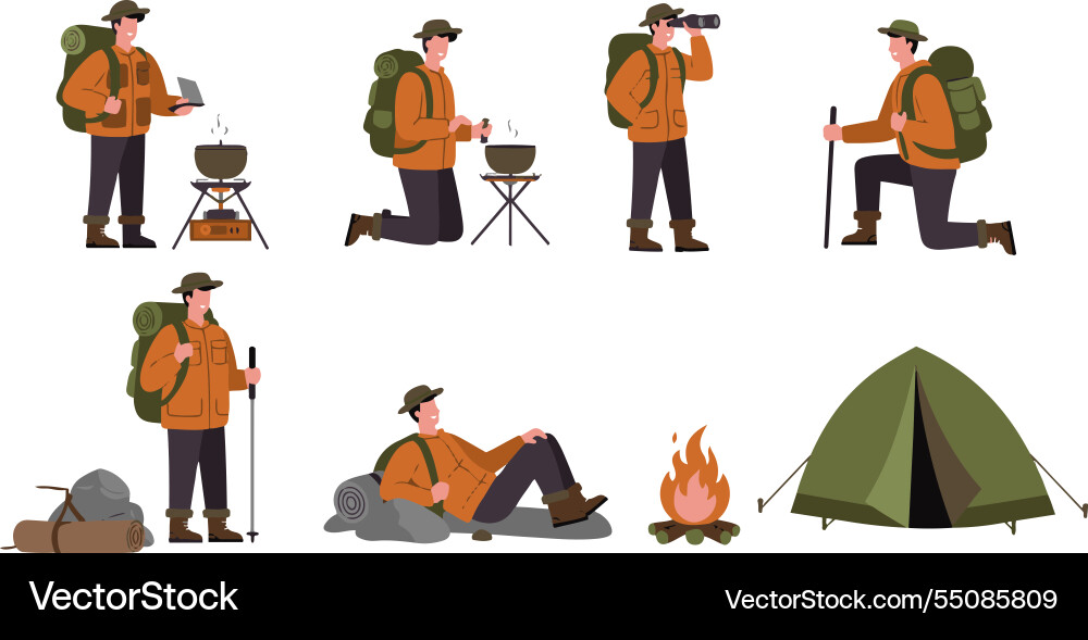 Hiking and camping adventure Royalty Free Vector Image