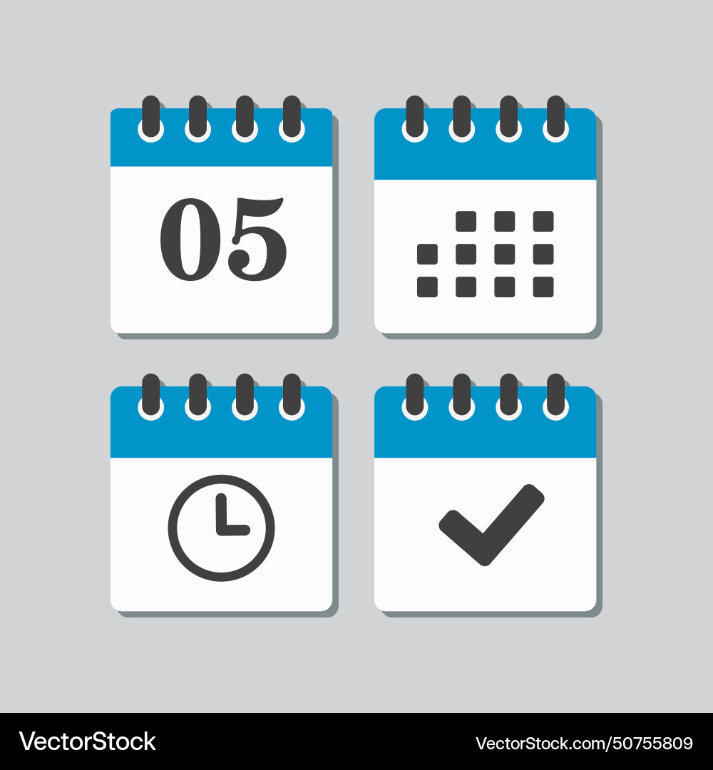 Icon calendar number 5 agenda app timer done Vector Image