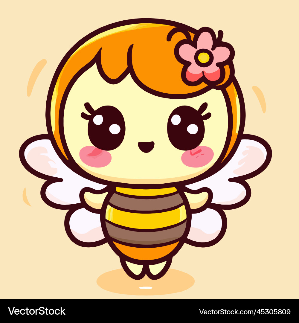 Kawaii Chibi Bee Illustration Royalty Free Vector Image