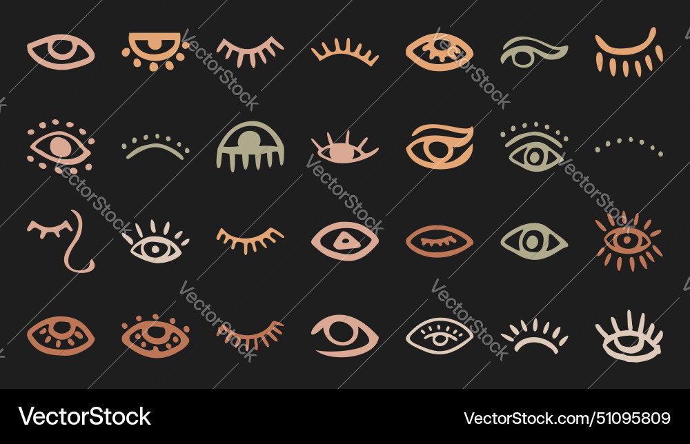 Modern boho random eye and nose shape collection Vector Image