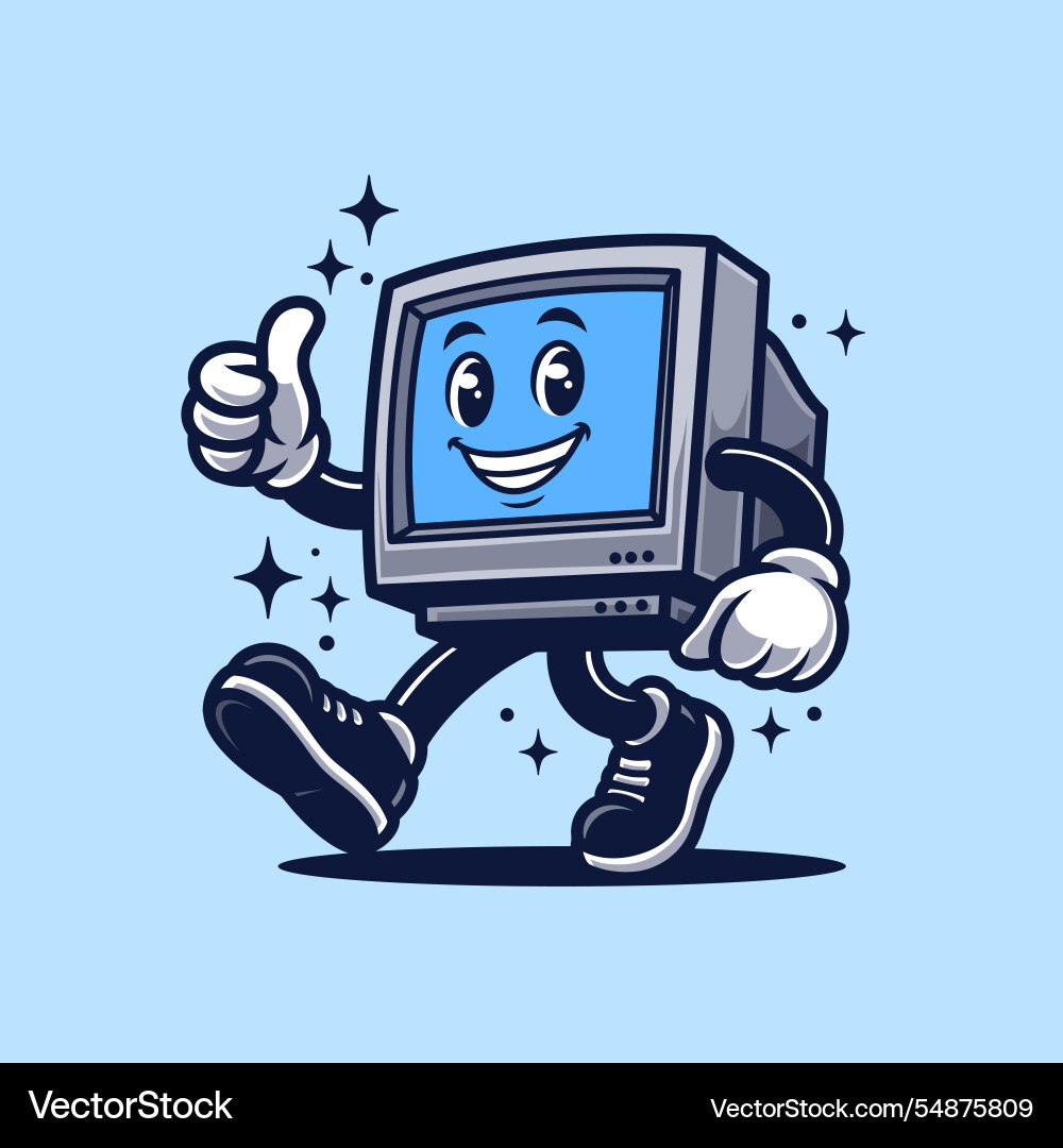 Television retro cartoon character Royalty Free Vector Image