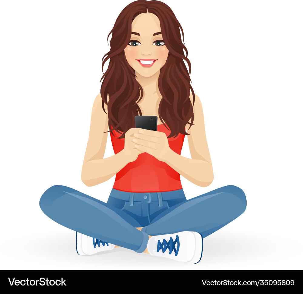 Woman with phone Royalty Free Vector Image - VectorStock
