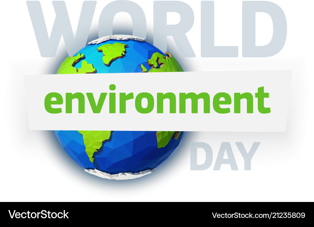 World environment day earth banner low poly Vector Image