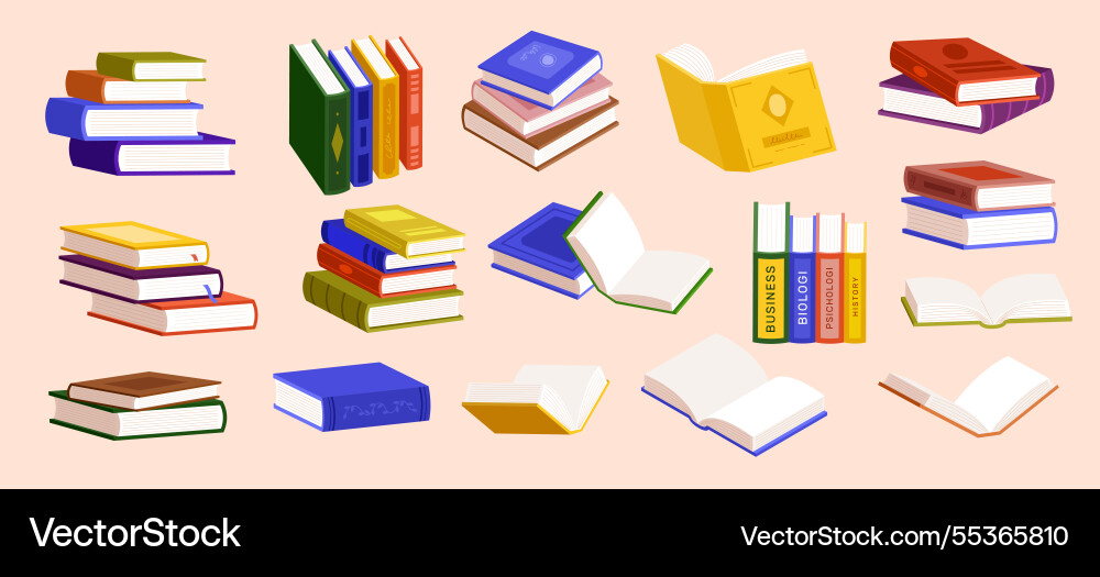Books collection of different stacks Royalty Free Vector