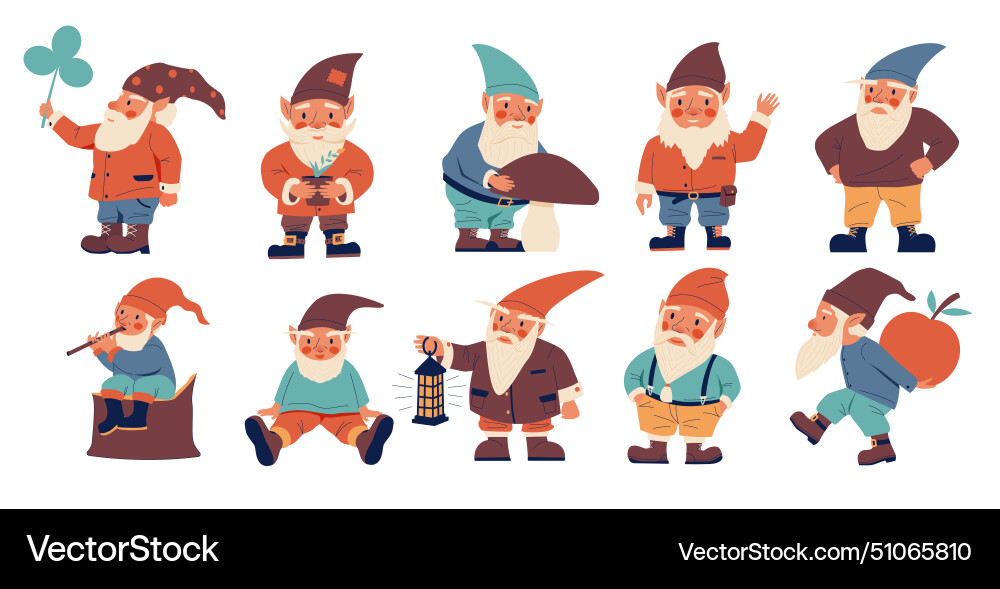 Cartoon Dwarves Cute Fairy Tale Characters Vector Image