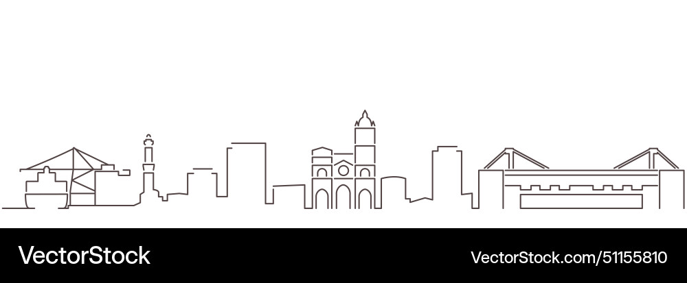 Genoa dark line simple minimalist skyline Vector Image