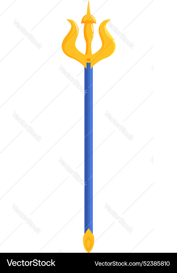 Golden trishul standing on white background Vector Image