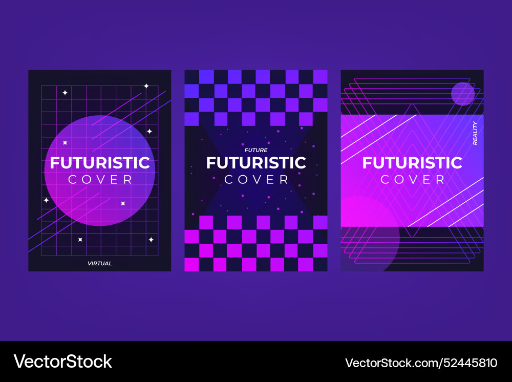 Gradient futuristic cover collection Royalty Free Vector