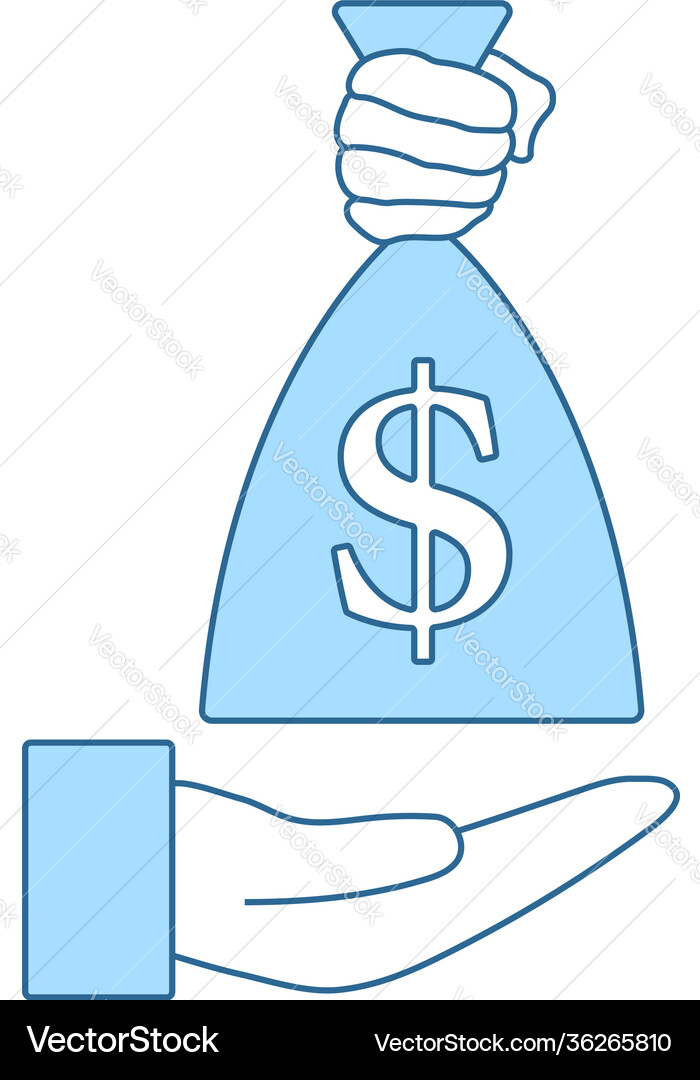 Hand holding money bag icon Royalty Free Vector Image