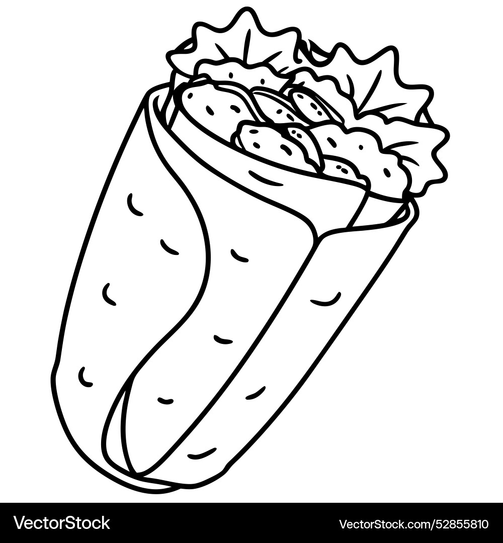 Healthy flat-style shawarma drawing Royalty Free Vector