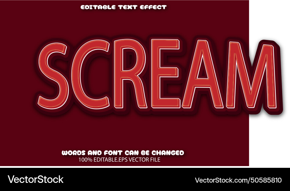 Scream editable text effect cartoon style Vector Image