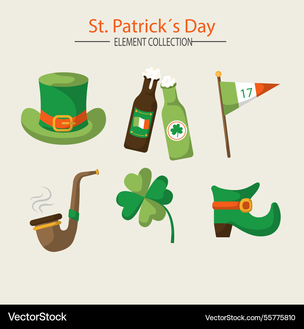 St patricks day element collection Royalty Free Vector Image