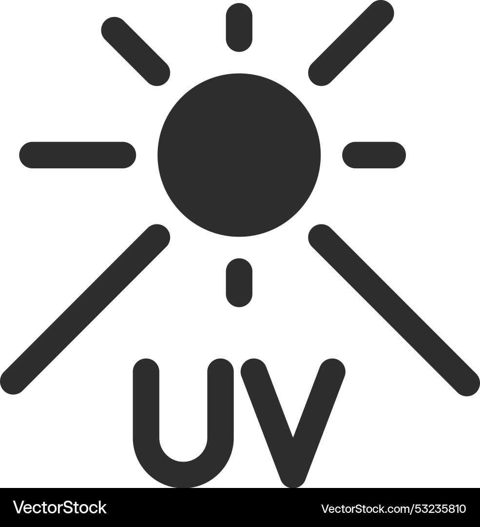 Uv sun rays black symbol sunlight protection Vector Image