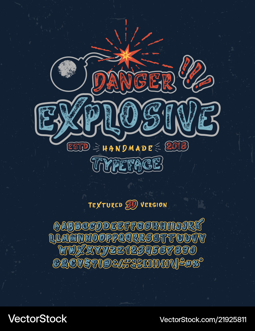 Danger Explosive Font Royalty Free Vector Image