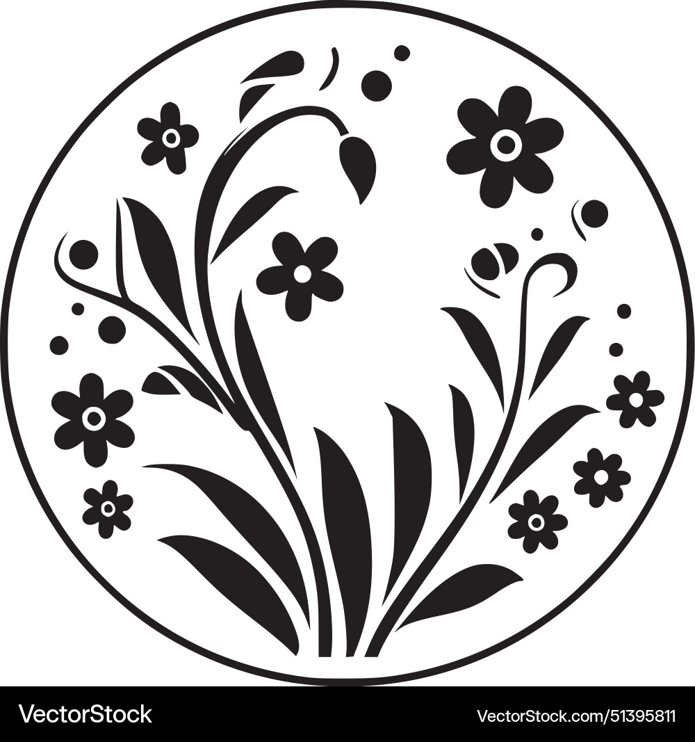 Floral - black and white Royalty Free Vector Image