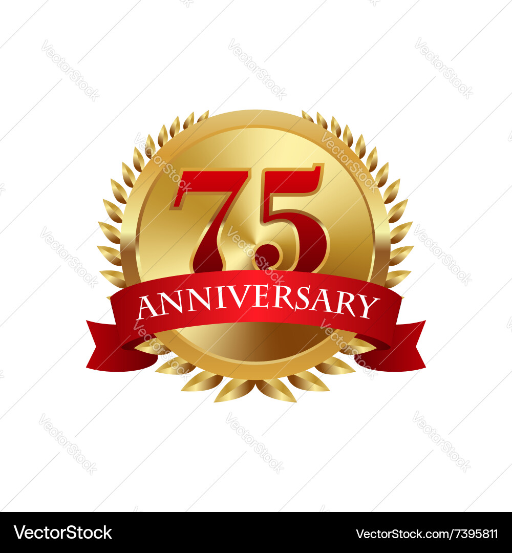 Golden 75th Anniversary Celebration Royalty Free Vector