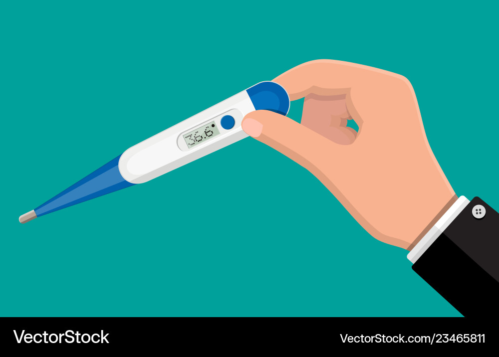 Hand Checking Temperature with Thermometer Vector Image