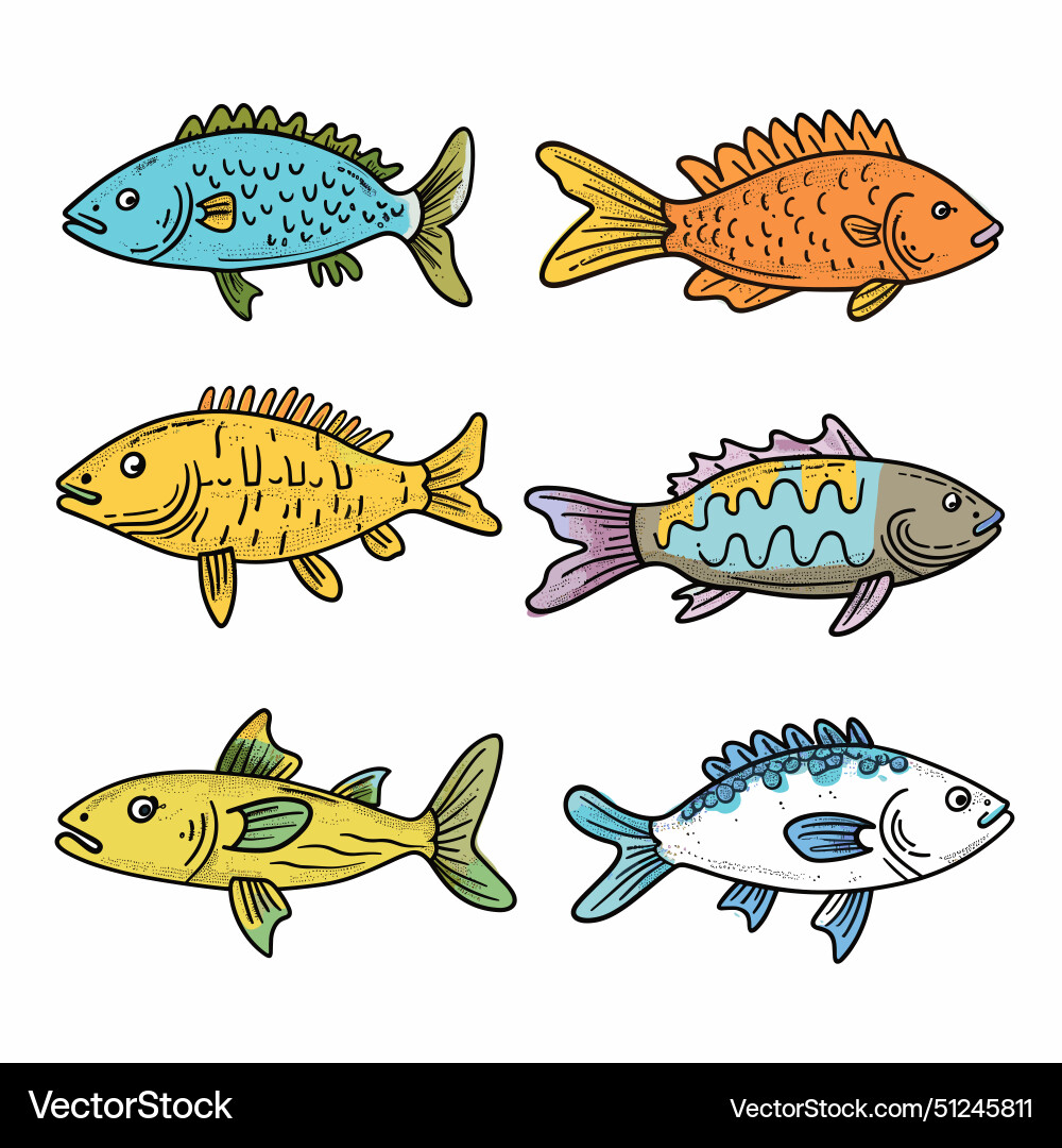 Handdrawn colorful fish isolated Royalty Free Vector Image