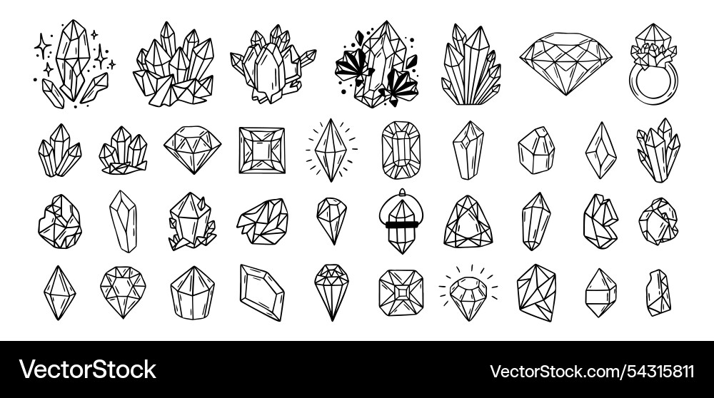 Mystical crystals or diamonds isolated clipart Vector Image