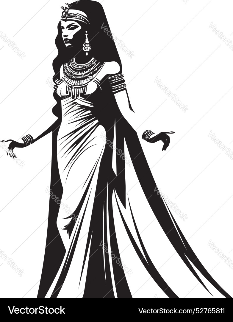 Regal elegance cleopatra full body logo design Vector Image