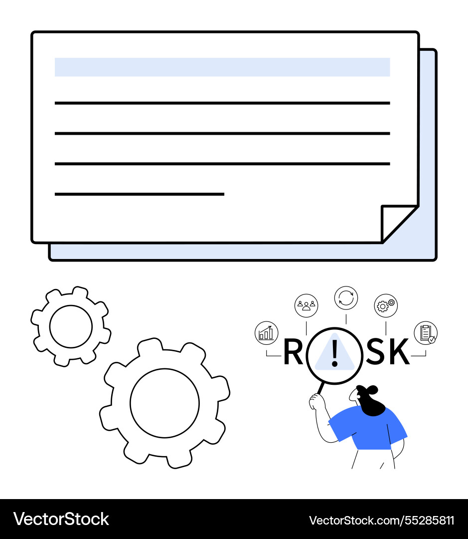 Risk management focus with gear icons Royalty Free Vector