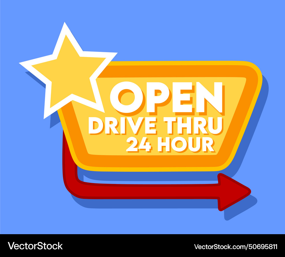 Vintage open drive threw 24 hour Royalty Free Vector Image