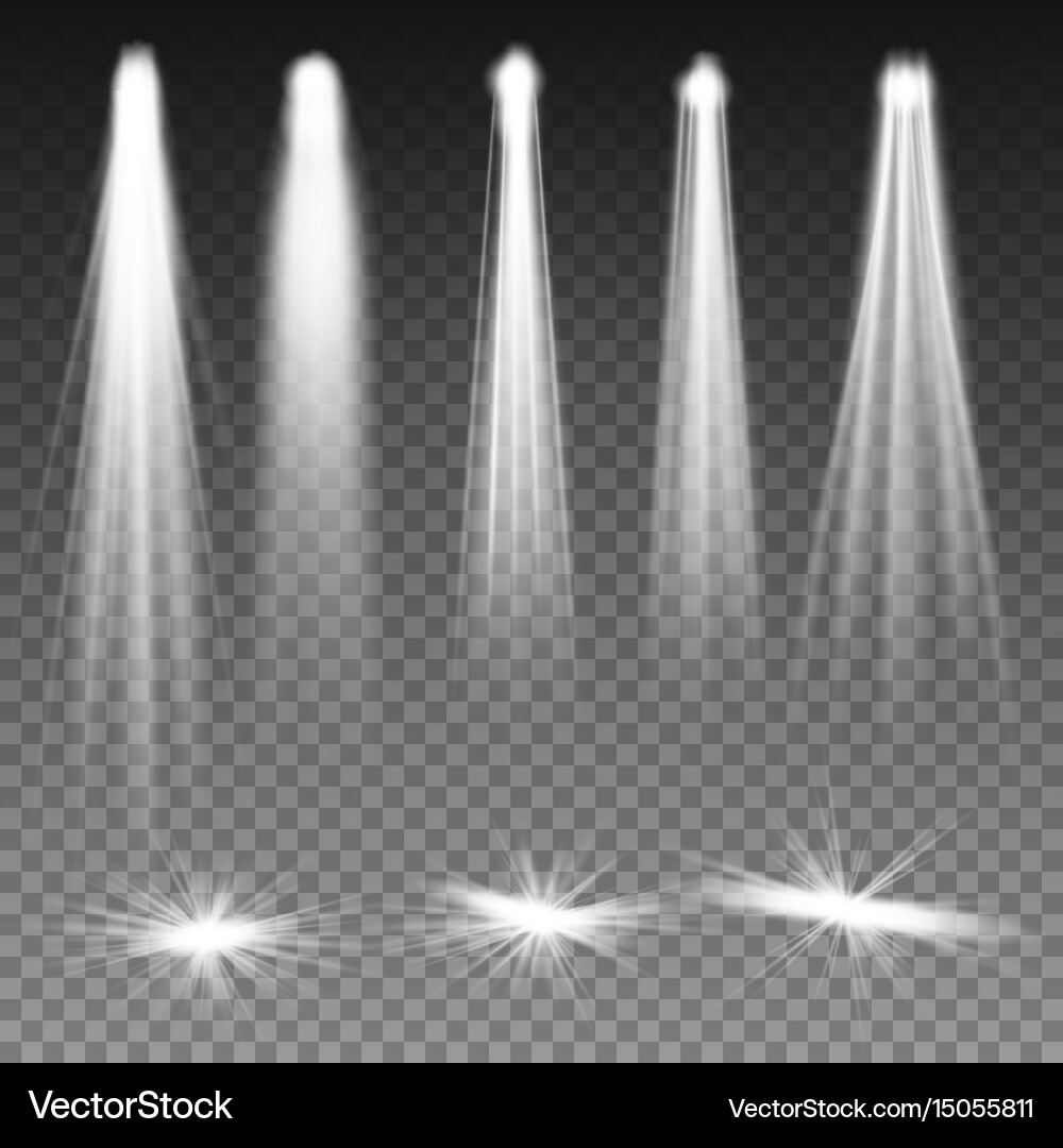 White beam lights spotlights scene Royalty Free Vector Image