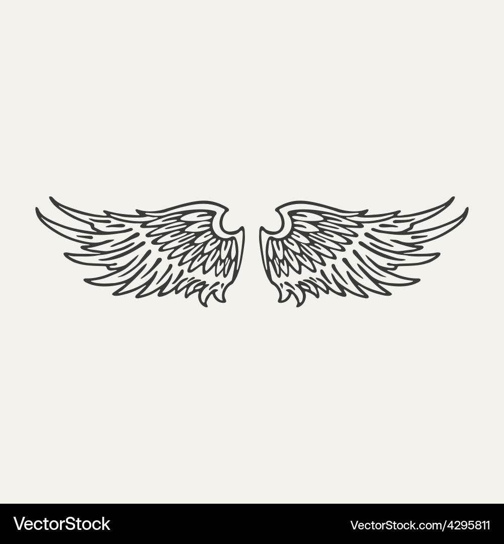 Wings black and white style Royalty Free Vector Image