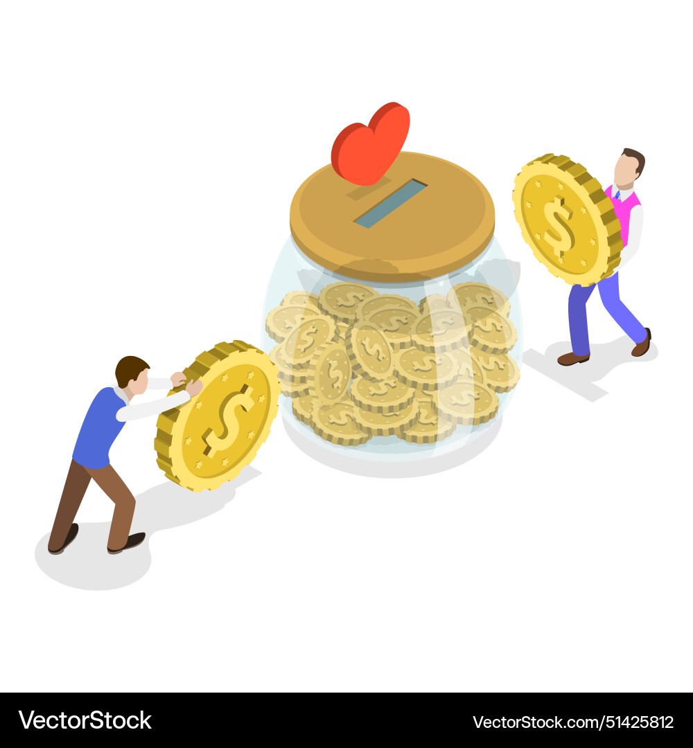 3d isometric flat of donation Royalty Free Vector Image
