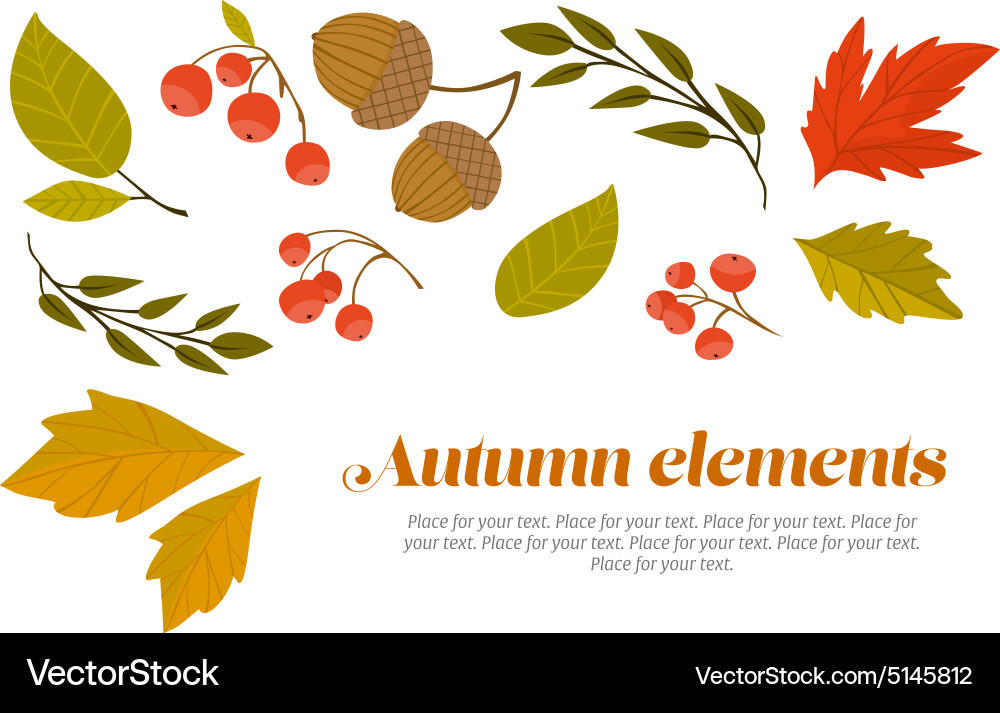 Autumn decorative set Royalty Free Vector Image