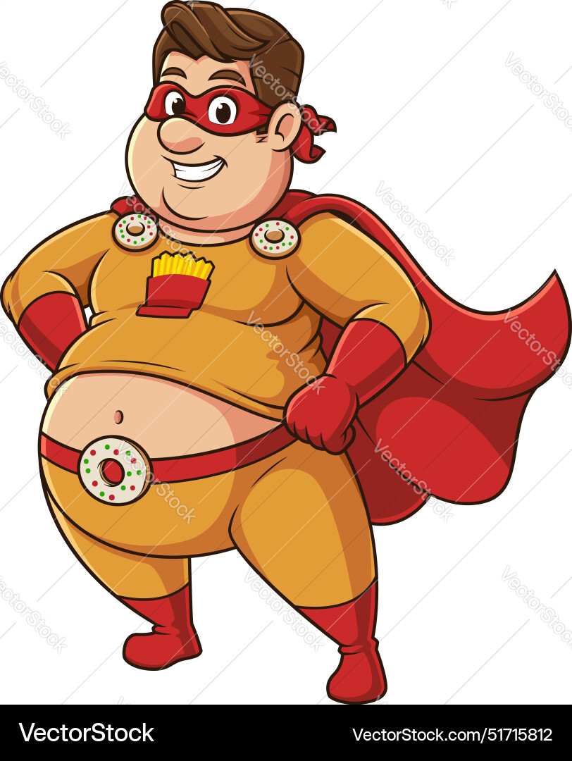 Confident chubby superhero cartoon Royalty Free Vector Image