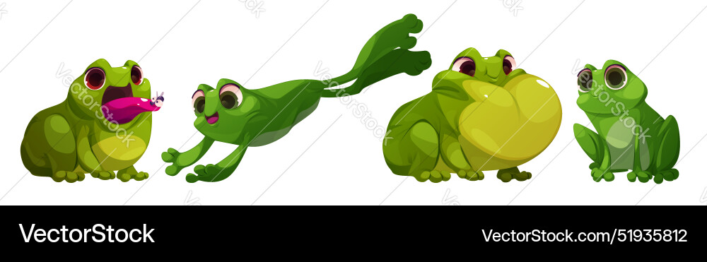 Cute frog cartoon character in different poses Vector Image