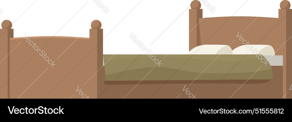 Large double bed with wooden frame and green Vector Image