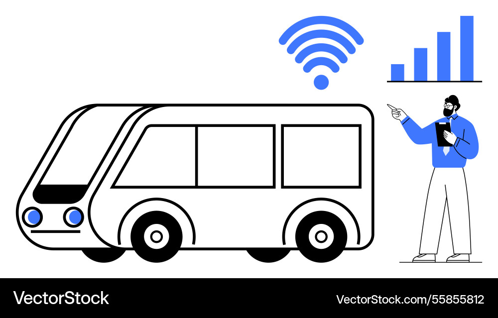 Smart public transit concept with wireless Vector Image