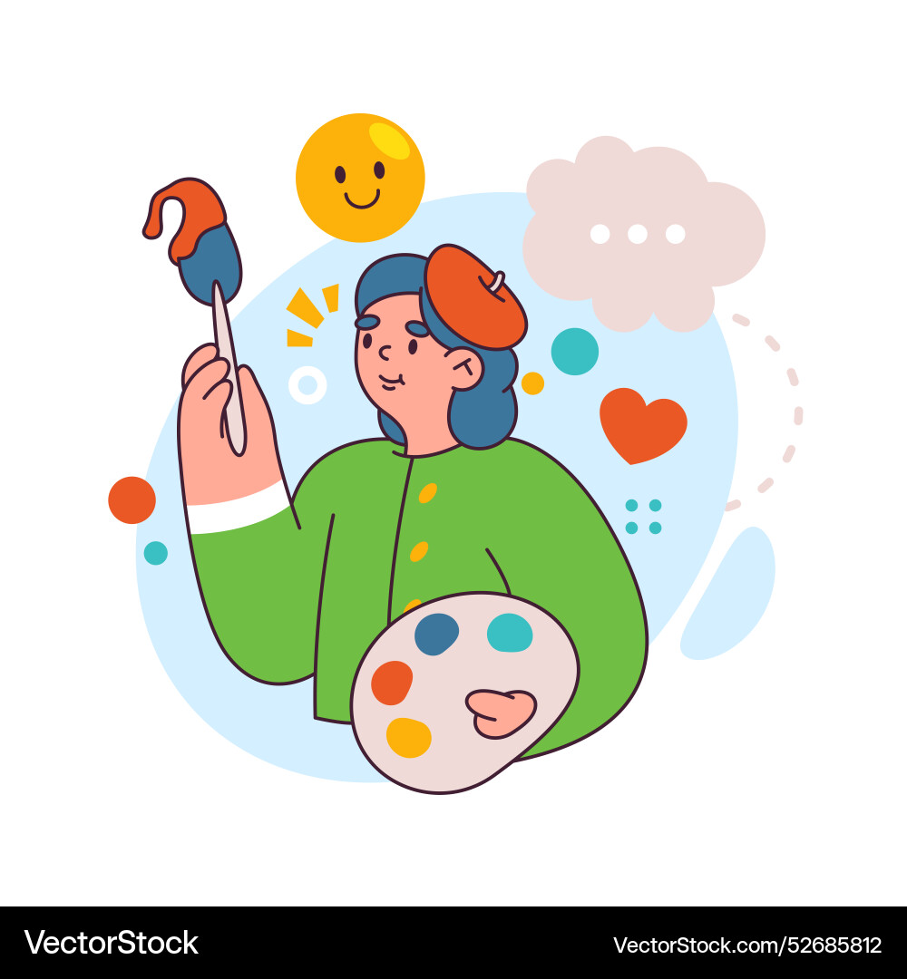 Student drawing painting at art lessons Royalty Free Vector