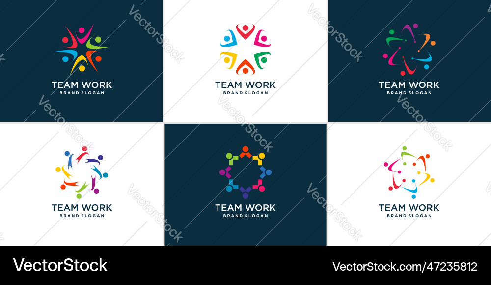 Team work logo collection with modern abstract Vector Image